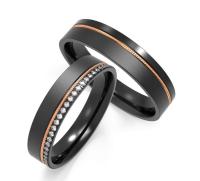China Polished Finish Black Titanium Wedding Band Sets Sleek and Modern Design for sale