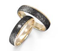 China Round Metal Black Titanium Men's Rings Inlaid Zircon With K Gold Inner Outer Ring for sale
