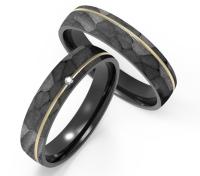 China Imitation Stone Pattern Black Titanium Metal Jewelry With K Gold Zircon Custom Wedding Rings for sale