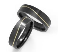China Matte And Glossy Black Titanium Ring Wedding Band With Wavy K Gold Set Zircon customized symbols for sale