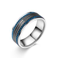 China Black And Blue Plated Stainless Steel Men's Rings 6mm 7mm 8mm 9mm ring width for sale