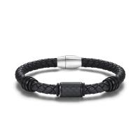 China Wide Multilayer Braided Leather Stainless Steel Bracelet For Men for sale