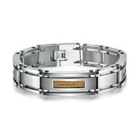 China Custom Silver Stainless Steel Bracelet Brushed Silver And Plating Gold Bracelet for sale