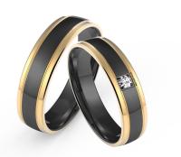 China Simple Fashion Men Jewelry Polished With Double Ring K Gold Inset Zircon Couple Ring customized logo for sale