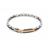 China Classic Men Wide Stainless Steel Bracelet Two Tone Rose Gold With Silver Watch Band for sale
