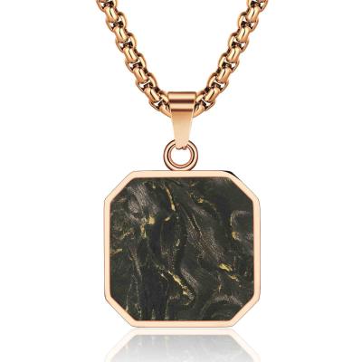China New Arrival Rose Gold Jewelry Stainless Steel Plated Carbon Fiber Cross Pendant Metal Chain Necklace For Men for sale