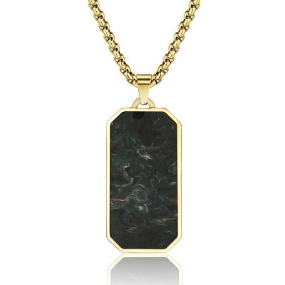 China New Launched  Men's Forged Carton Fiber Custom Pendant Stainless Steel Jewelry 14k Gold Necklace for men for sale