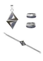 China Unisex Carbon Fiber Jewelry Set Men's Cross Necklace Ring Bracelet Sweater Chain for Fashion for sale