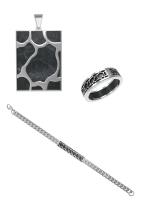 China Men's Cross Necklace Ring And Pendants Set Sweater Chain Alloy Jewelry Made Of Carbon Fiber For Gift for sale