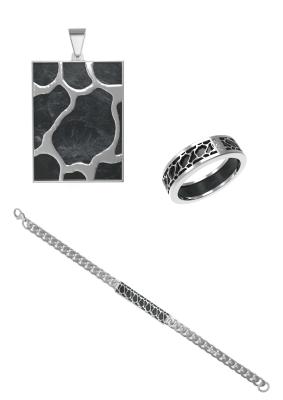 China Men's Cross Necklace Ring And Pendants Set Sweater Chain Alloy Jewelry Made Of Carbon Fiber For Gift for sale
