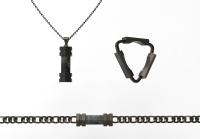 China Men's Triangle Ring And Pendants Set Chain Carbon Fiber Jewelry With Mould Making Service for sale