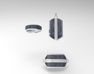 China Silver Stainless Steel Carbon Fiber Jewelry Trio with exclusive customization, Unisex Fashion Accessories for sale