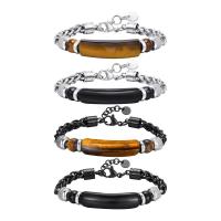 China Inlay Setting Technology 316L Stainless Steel and Wood Bracelet for Men's Accessories for sale