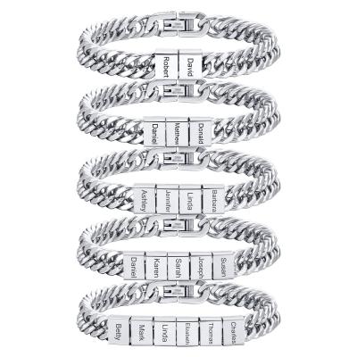 China 19cm and 23cm Stainless Steel Men's Bracelet with Inlay Technology Fast Shipment Guaranteed for sale