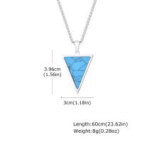China Custom Triangular Stainless Steel Inlaid Turquoise Pendant for Men Length 60cm 23.62in for sale