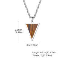 China Party Space Triangular Stainless Steel Men's Pendant with Tiger Eye Inlay (Length 60cm 23.62in)and one to one service for sale