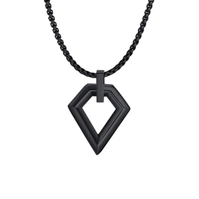 China Custom Stylish Plated Black Diamond Shaped Stainless Steel Pendant For Men for sale