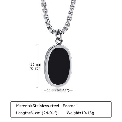 China Stainless Steel Link Chain Pendant for Men Simple Oval Design for sale