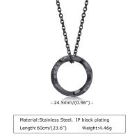 China OEM Stainless Steel IP Black Plated Round Pendant Necklace with Roman Numerals Corrosion Resistant for sale