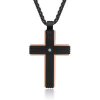 China Cross Necklace for Men, Stainless Steel Pendant Chain Jewelry Christmas Stocking Stuffers Christian Baptism Birthday Gifts for sale