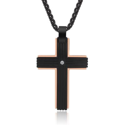 China Cross Necklace for Men, Stainless Steel Pendant Chain Jewelry Christmas Stocking Stuffers Christian Baptism Birthday Gifts for sale
