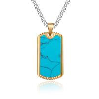China Stainless Steel Square Pendant Necklace for Men Christian Pendant With Blue Inlay Chain Necklace for sale