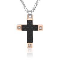 China High Polished Stainless Steel Blank Diamond Cross Pendants Non Tarnish Necklaces for Men's Accessories for sale