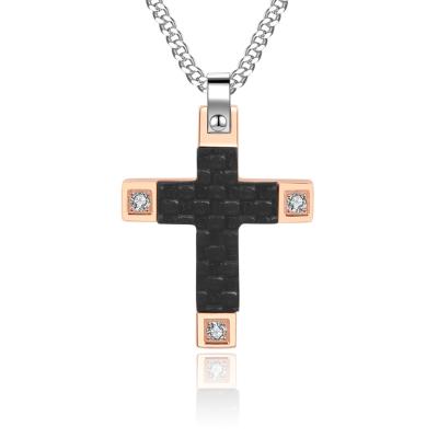China High Polished Stainless Steel Blank Diamond Cross Pendants Non Tarnish Necklaces for Men's Accessories for sale