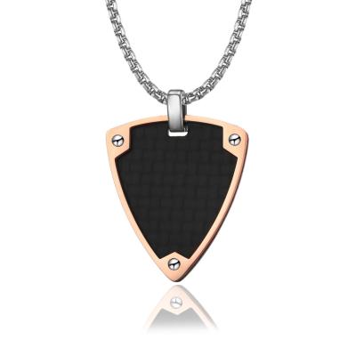 China Unique Design Men's Necklaces with Special Shape Rose Gold Edge Stainless Steel Blank Diamond Pendants for sale