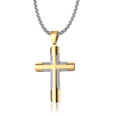 China Provide Mould Making Fashion Cross Pendant Gold and Titanium Prayer Choker for Men Stainless Steel Necklaces for sale