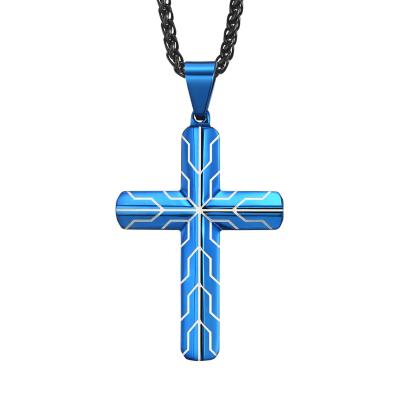 China Men's and Women's Stainless Steel Cross Necklace with Lord's Prayer Pendant 2 Color Variations for sale