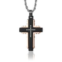 China 316L Stainless Steel Cross Pendant Necklace 1 Color Jesus Christ Large Cross Necklace for Men for sale