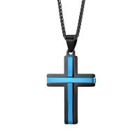 China Gold Lord's Prayer Pendant Cross Necklace in Stainless Steel in 3 Colors for Men and Women for sale