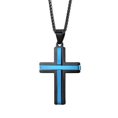 China Gold Lord's Prayer Pendant Cross Necklace in Stainless Steel in 3 Colors for Men and Women for sale