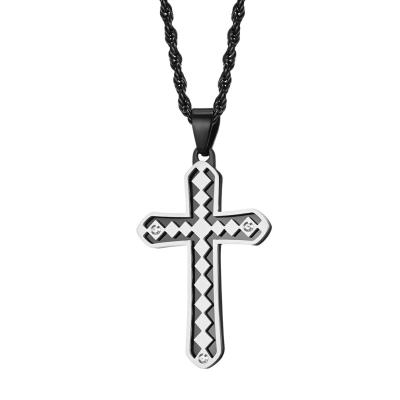 China In Stock Stainless Steel Mens Womens Cross Necklace Lord's Prayer Pendant 3 Colors Available for sale