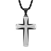 China Cross Necklace for Men Stainless Steel Cross Pendant Mens Cross Necklace Christian Jewelry Religious Gifts for sale