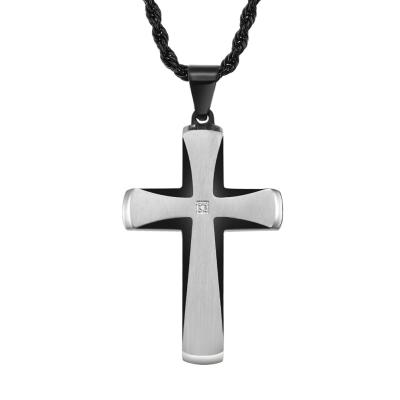 China Cross Necklace for Men Stainless Steel Cross Pendant Mens Cross Necklace Christian Jewelry Religious Gifts for sale