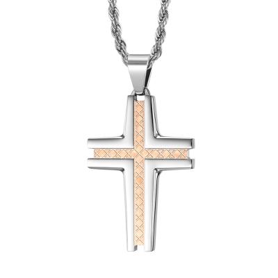 China Special Design Cross Pendant Necklace for Men's Stainless Steel Christian Jewelry for sale