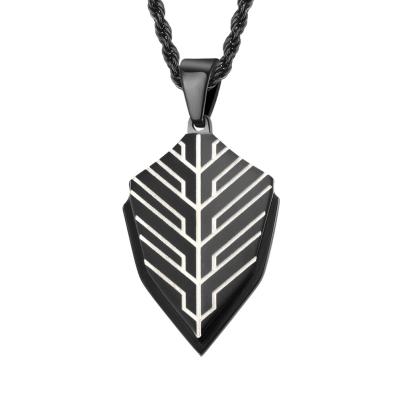 China Anniversary Occasion Men's Leaf Shape Necklace Stainless Steel and Blue Plated Design for sale