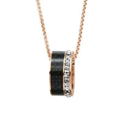 China Unique Design Band Shape Carbon Fiber and Stainless Steel Pendants Necklaces for Men's Jewelry for sale