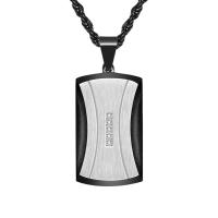 China Mould Making Stainless Steel Square Pendant Necklace for Men Christian Pendant With Blue Inlay Chain Necklace for sale