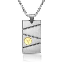 China V Letter Embossed Men's Necklace with Square Pendant Simple Numerology Jewelry for Anniversary Occasion for sale