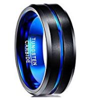 China 8mm Tungsten Carbide Men's Wedding Band Vacuum Plated Black Inlay for Fashionable Design and Mould Making Service for sale