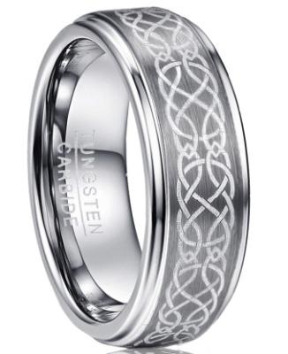 China Tungsten Rings White Label Manufacturer Men's Wedding Ring Gold Tungsten Carbide Zircon Commemorative Jewelry for sale