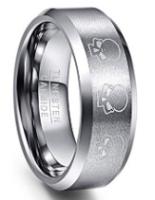 China Customized Sample Making Gold Tungsten Carbide Men's Wedding Ring with Skull Pattern and Zircon Inlay for sale