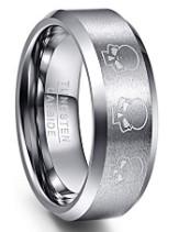 China Customized Sample Making Gold Tungsten Carbide Men's Wedding Ring with Skull Pattern and Zircon Inlay for sale