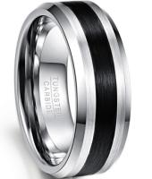China Polished Black Tungsten Carbide Men's Wedding Ring with Inlay Technology Setting and Gold Inlay for sale