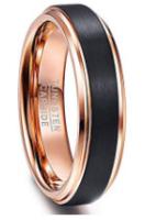 China Elegant Gentdes Jewelry 8mm Flat Rose Gold and Matte Black Tungsten Carbide Wedding Band Ring for Setting Inlay Technology for sale