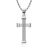 China Stainless Steel Gold Plated Cross Necklace for Men Simple Design Christian Religious Custom Logo Pendant for sale