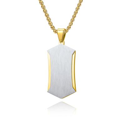China Stainless Steel Cross Pendant Necklace Christian Jewelry Satin Square Religious Cross Engraved Necklace For Men for sale